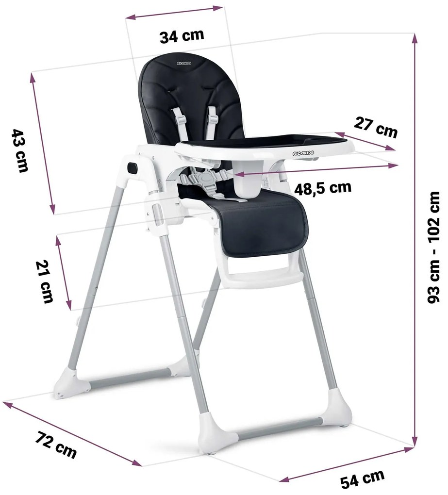 Kojicí židle Ricokids Tulo černá