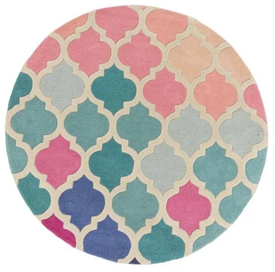 Flair Rugs koberce Ručně všívaný kusový koberec Illusion Rosella Pink/Blue kruh - 160x160 (průměr) kruh cm