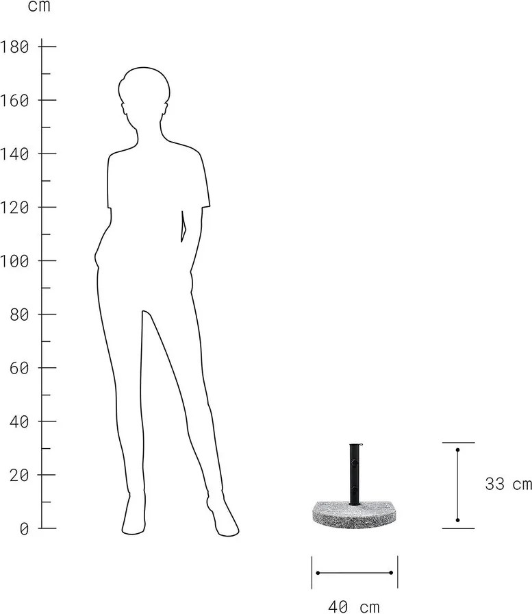 Butlers THE ROCK Stojan na slunečník půlkruh 15 kg