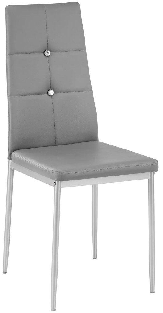 tectake 402546 4 jídelní židle, ozdobné kamínky - šedá