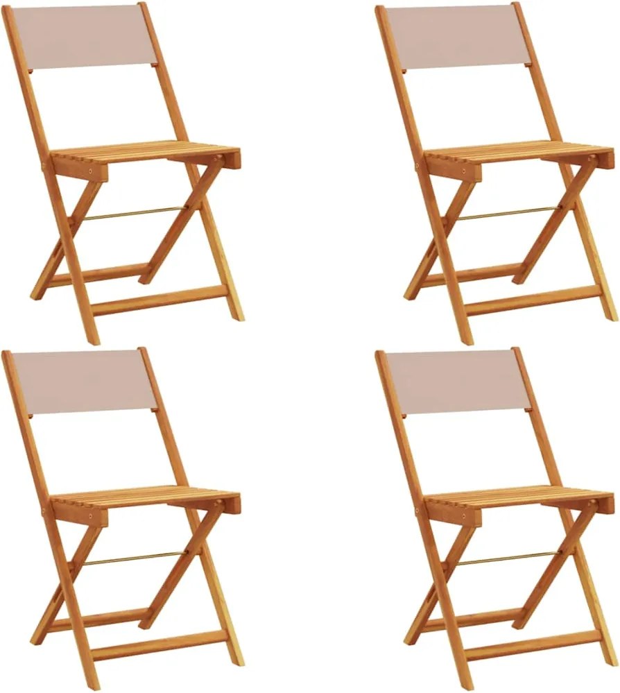 Skládací židle 4 ks, taupe látka a masivní dřevo 3214616