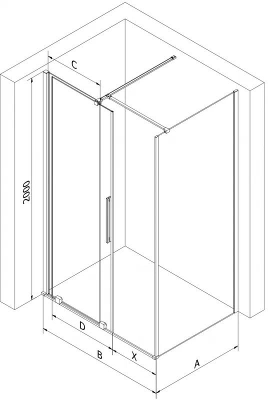 Mexen Velar, sprchový kout s posuvnými dveřmi 160 x 80 cm, 8mm šedé sklo, zlatá lesklá, 871-160-080-41-50