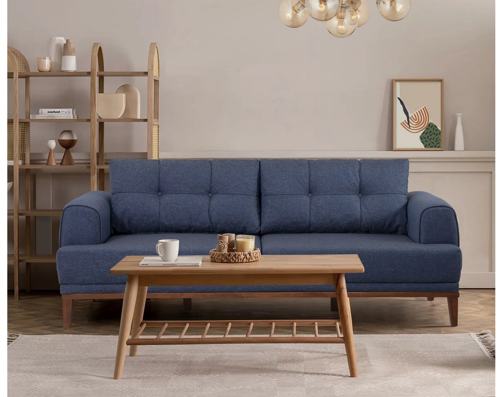 Hanah Home Třímístná pohovka BALERA s křeslem tmavě modrá 223 cm