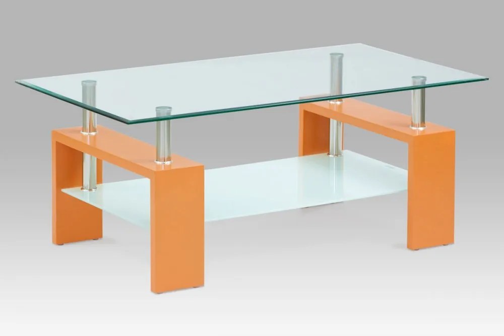 Konferenční stolek 110x60x45 cm, oranžová / čiré sklo 8 mm AF-2024 ORA Autronic