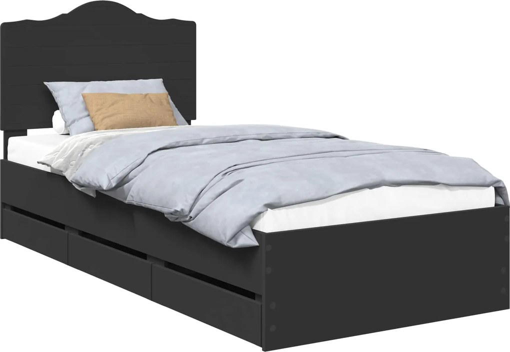 Rám postele se zásuvkou Černý 100 x 200 cm Inženýrské dřevo 3413444