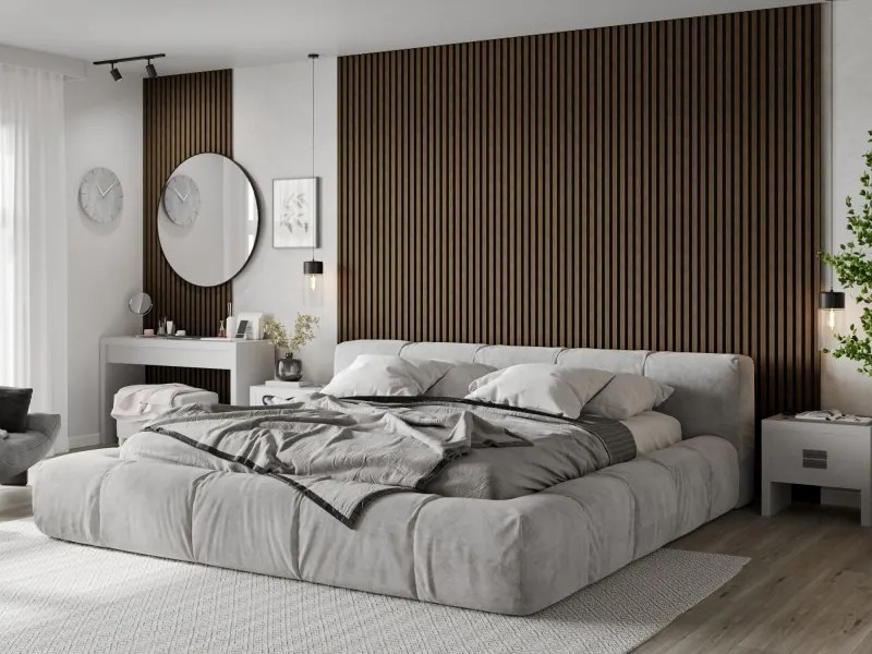 Mexen Lam-F, akustické stěnové lamely 275 × 30 cm, plstěný podklad 8 mm, technická dýha, ořech přírodní, S105-275307-3015-016