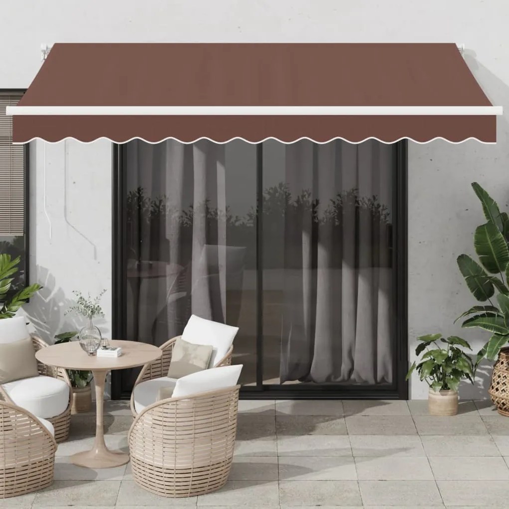 Automatická zatahovací markýza s LED hnědá 350 x 250 cm 3215378