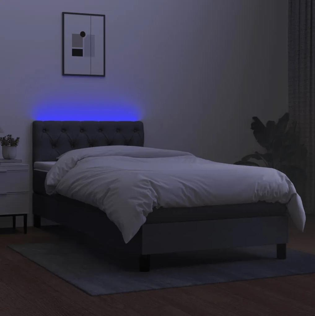 vidaXL Box spring postel s matrací a LED 80 x 200 cm textil [3133350] Barva: tmavě hnědá