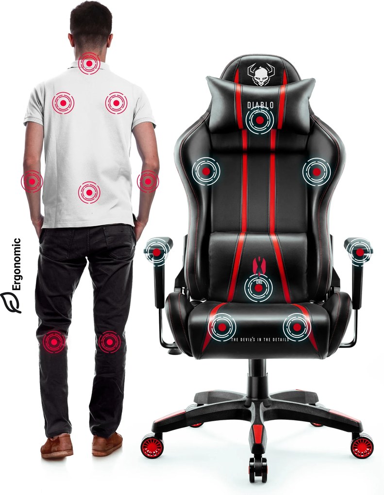 Herní křeslo z eko kůže Normal Size, černý-červený: Diablo X-One 2.0