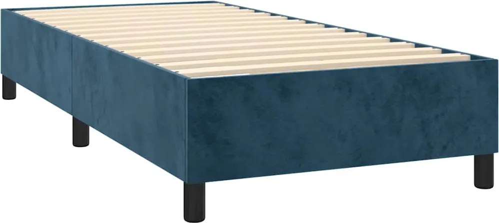 Box spring postel s matrací a LED tmavě modrá 80 x 200 cm samet 3139653