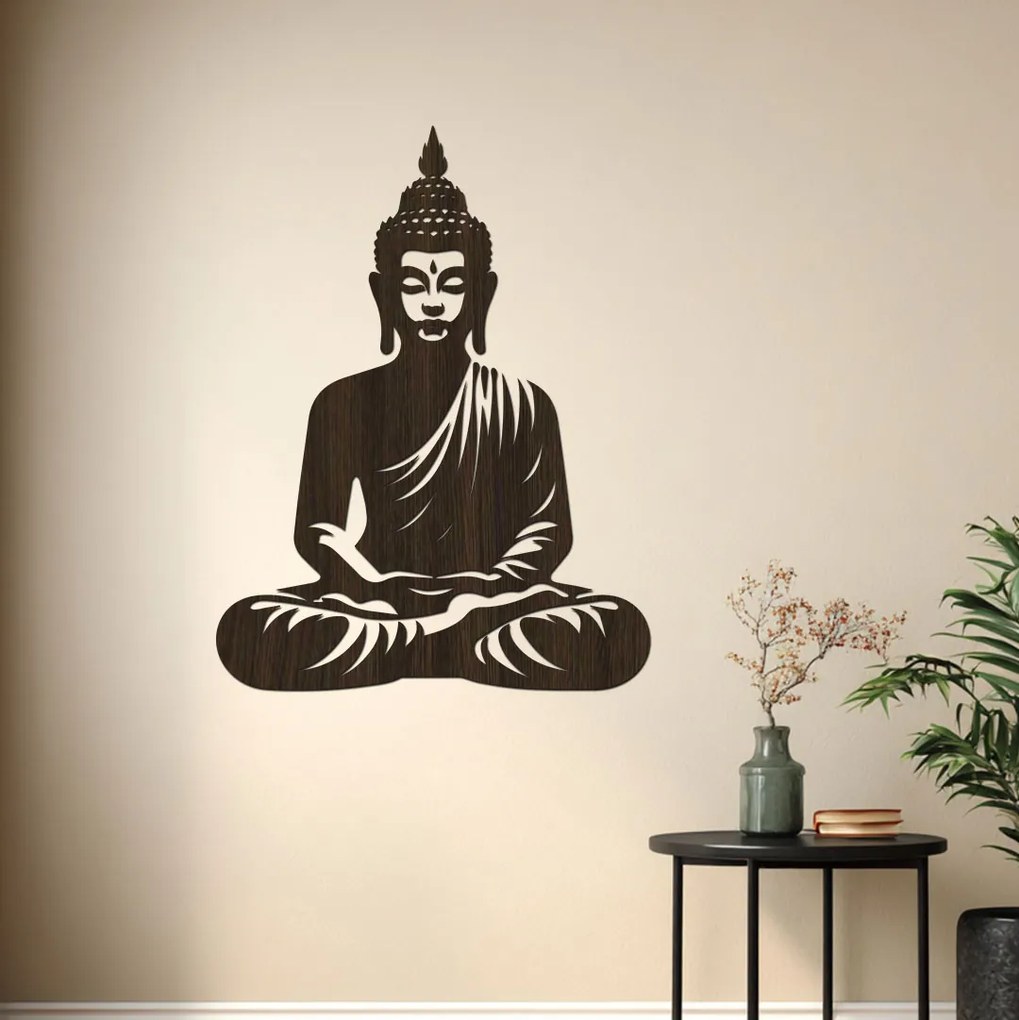 dřevo života Dřevěný obraz Buddha – Energie klidu Zvolte rozměr (cm): 73x95, Zvolte barvu dekoru: Černá