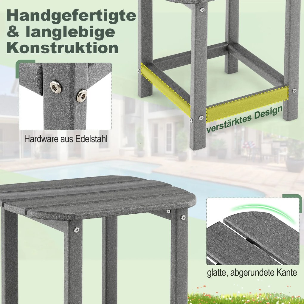 Costway Sada 2 odkládacích stolků z HDPE, zahradní stůl Adirondack odolný proti