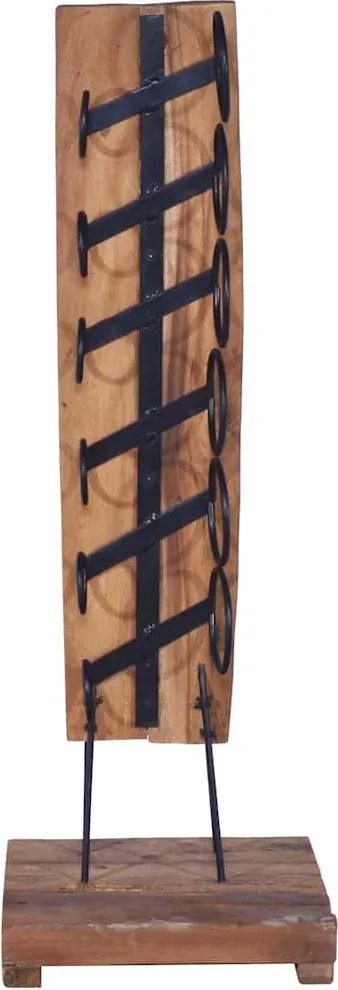 Stojan na víno na 6 lahví 35 x 35 x 100 cm masivní teakové dřevo 288809