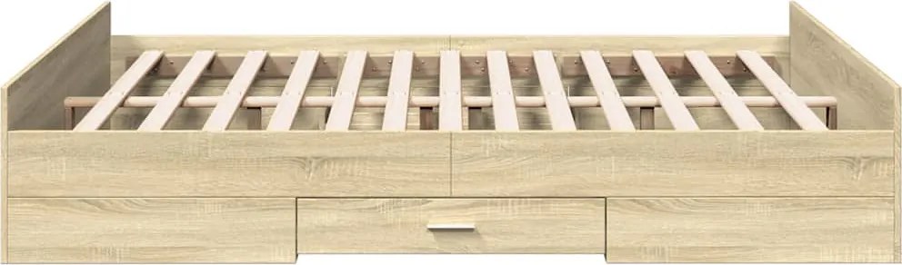 Rám postele se zásuvkami dub sonoma 150x200 cm kompozitní dřevo 3280288
