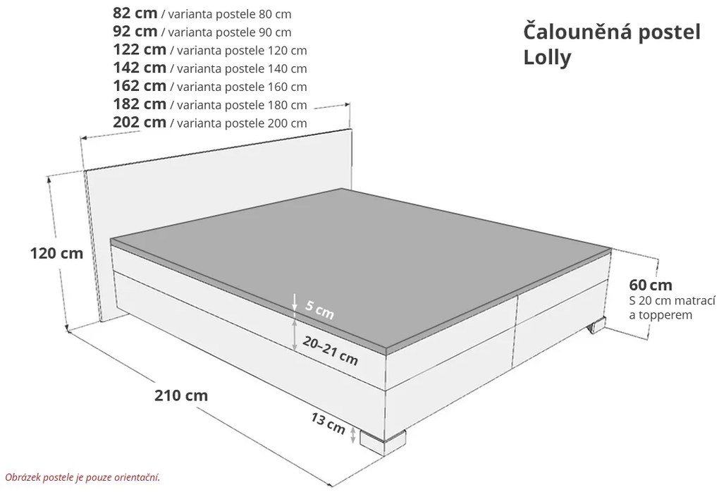 Laverto Jednolůžková postel Lolly s úložným prostorem, matrace, rošt a topper v ceně, 80 × 200 cm Úložný prostor: Pružinové otevírání/zprava