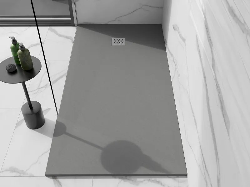 Mexen Stone+, obdélníková vanička z minerálního kompozitu 160 x 90 cm, šedá-betonová, 44109016