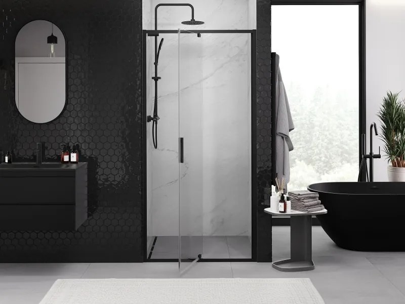 Mexen Exo sprchové dveře otevírací 115 cm, průhledné, černé - 819-115-000-70-00
