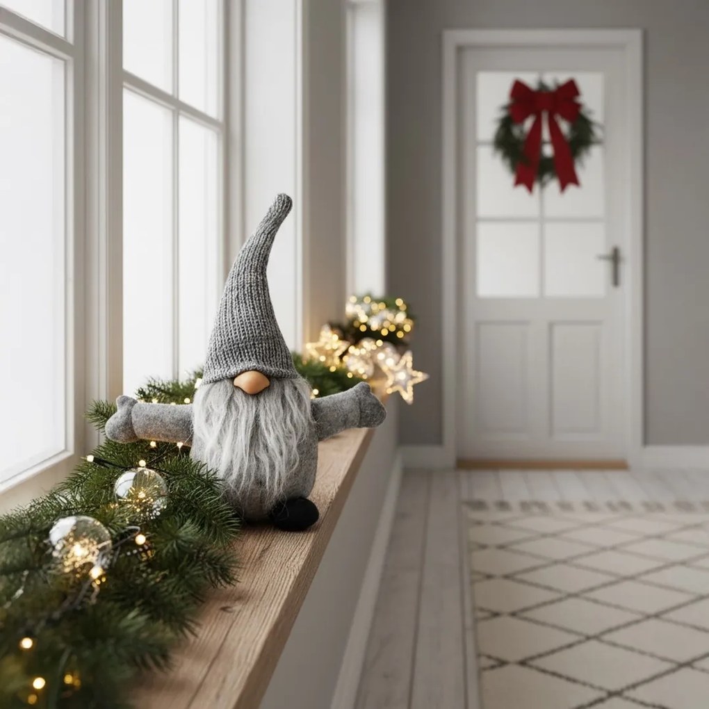 Vánoční skřítek ELF 045 - 35 cm šedý