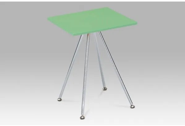 Odkládací stolek, vysoký lesk zelený / chrom