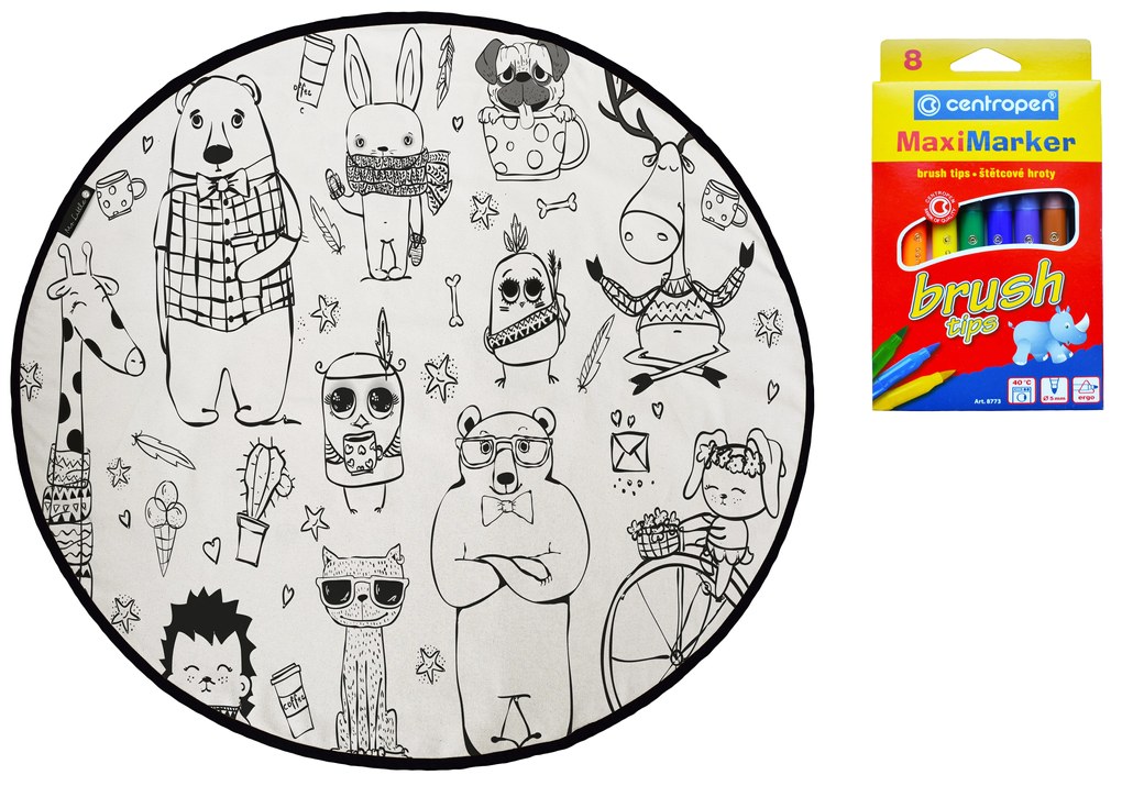 Butter Kings Dětský kusový koberec Happy Friends - 130x130 (průměr) kruh cm