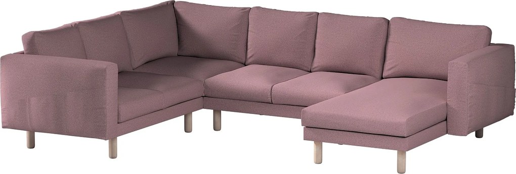 Potah na pohovku IKEA Norsborg rohová, 5-místná se šezlongem barva růžová látka pletený vzor