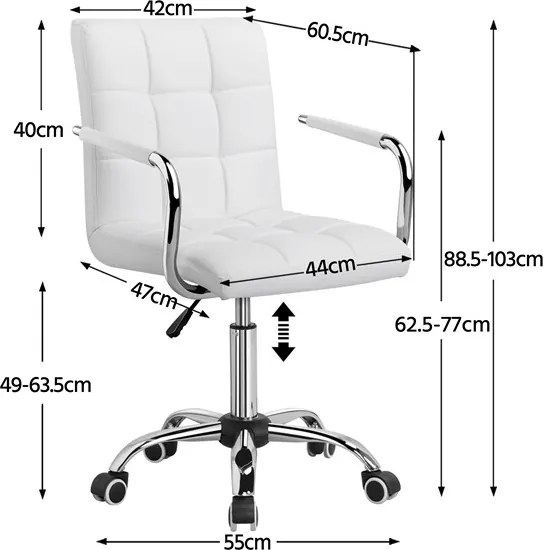 Kancelářská židle Yaheetech – bílá (253256384614)