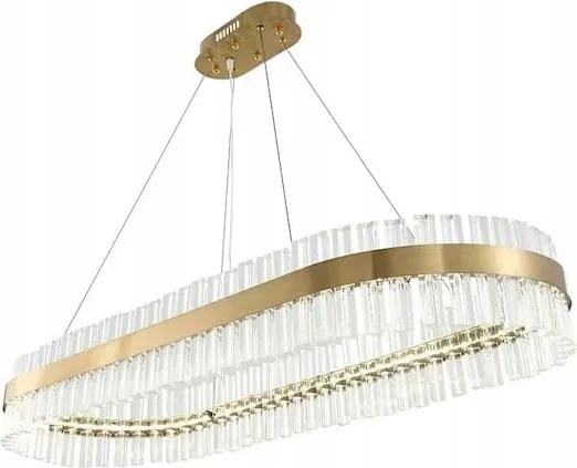 Luxemburg Křišťálový lustr 80 cm 3 Led, barva 40 W, podlouhlý, zlatý