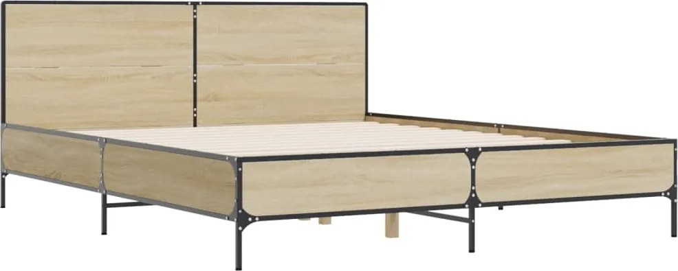 Rám postele dub sonoma 120 x 190 cm kompozitní dřevo a kov 3280023