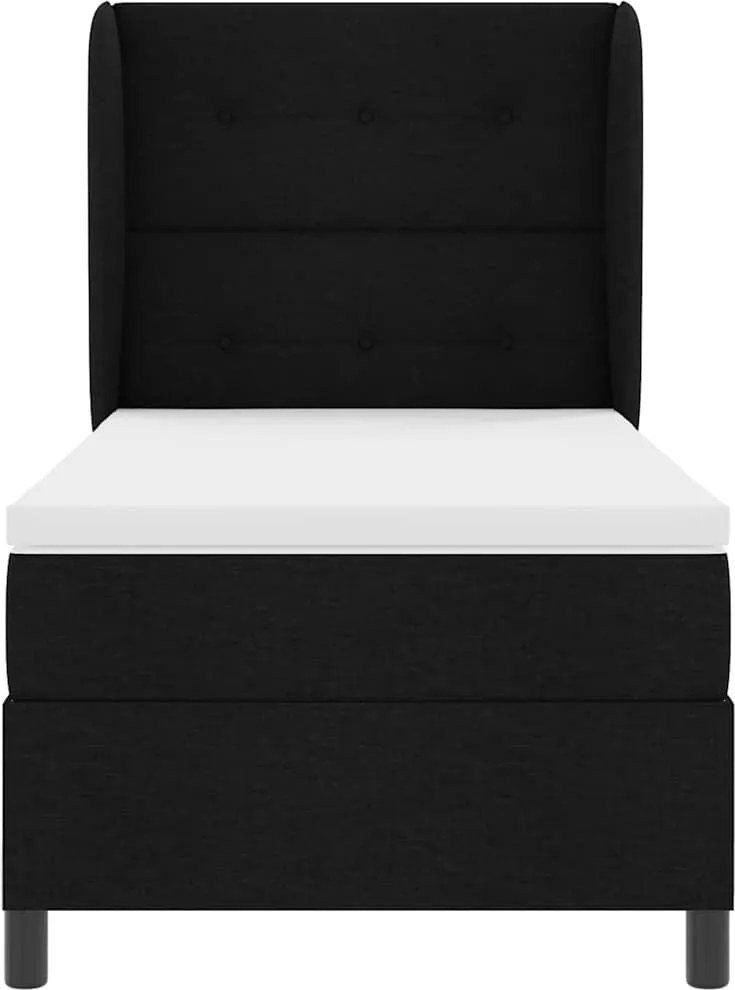 Postel s boxspringem s čelo Černá 90 x 190 cm textil 3340538