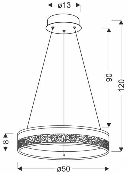 LED Lustr na lanku FROZI LED/32W/230V pr. 50 cm zlatá
