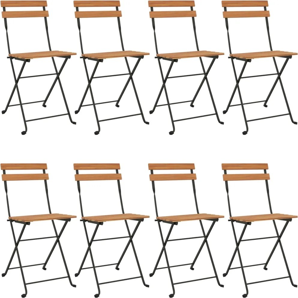 Skládací židle 8 ks, masivní dřevo, teak a ocel 3152111