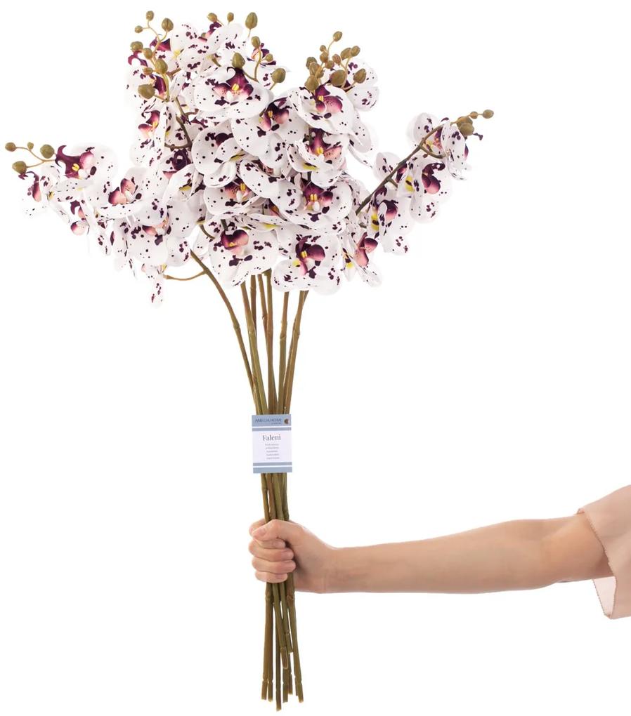 Umělý květ orchideje Bílo – fialový EDEN