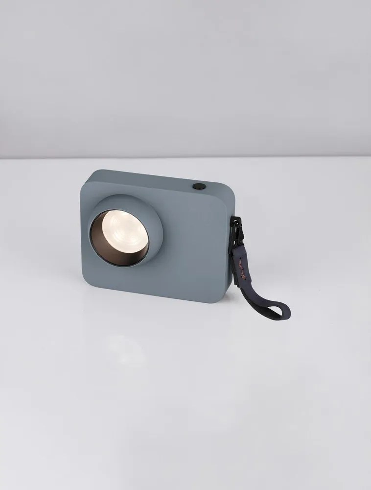 Šedomodrá kovová LED stmívatelná stolní lampa (výška 11 cm) Kedros – Nova Luce
