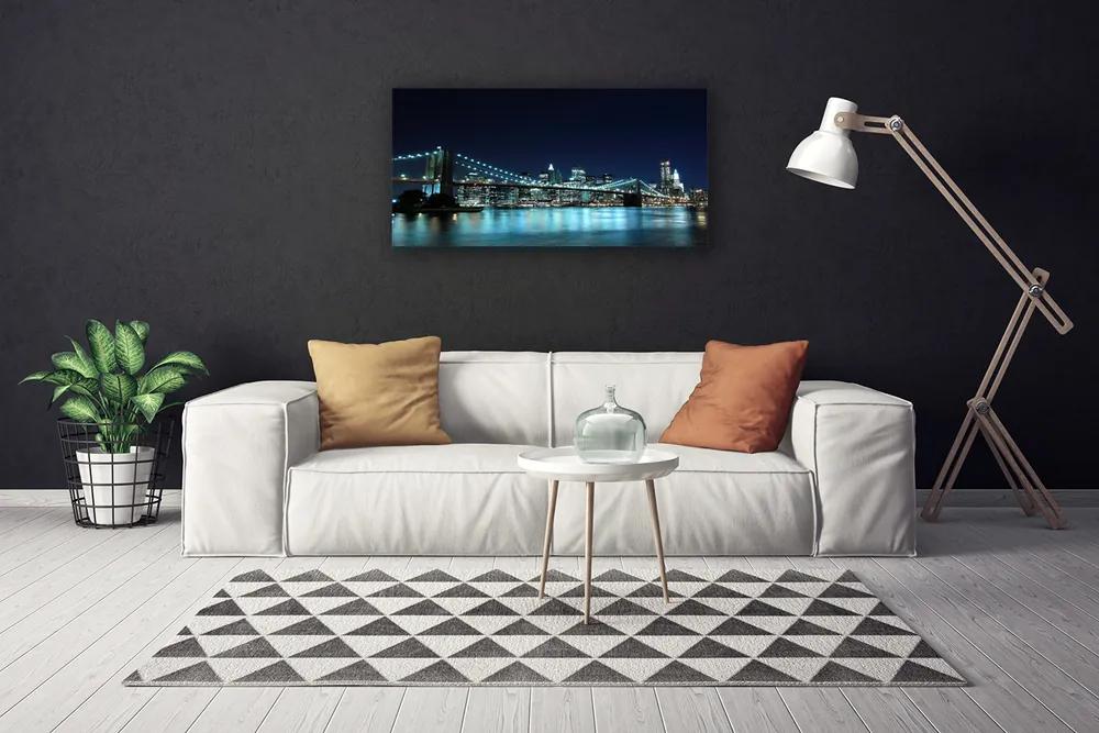 Obraz na plátně Most Město Architektura Noc 125x50 cm