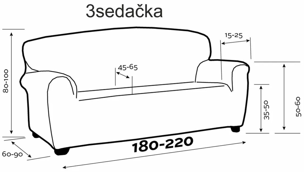 Potah na sedačku oboustranný elastický, Irpin, šedý trojkřeslo 180 - 220 cm