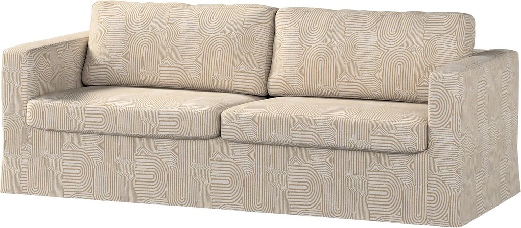 Potah na pohovku IKEA Karlstad 3-místná, nerozkládací, dlouhý barva béžová látka pletený vzor, vzorované