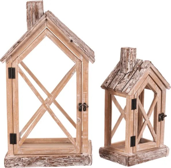 Set dvou dřevěných luceren hnědý DA219 (2 ks)