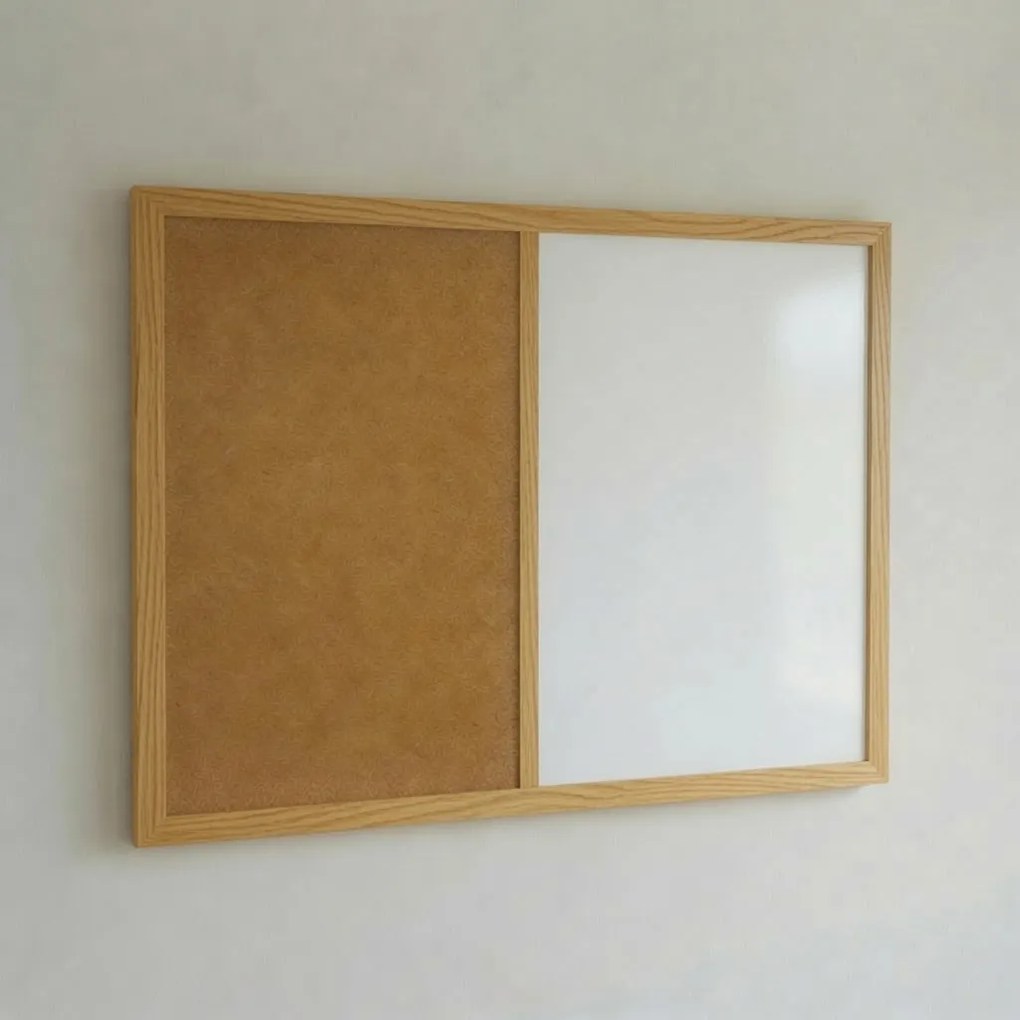 Toptabule.sk Kombinovaná tabule bílá v dřevěném rámu NATURE LINE Světlý dub 60x40 cm