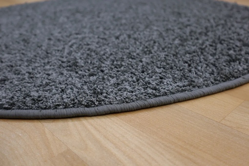 Vopi, Kusový koberec Color Shaggy šedý kruh, 67x67 (průměr) kruh, šedá, kancelář