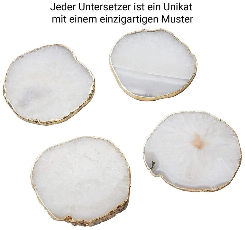 CRYSTAL Podtácek z drahých kamenů 10 cm - bílá