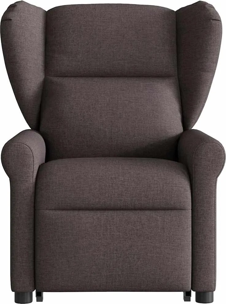 Elektrické zvedací polohovací křeslo tmavě hnědé textil 3303399