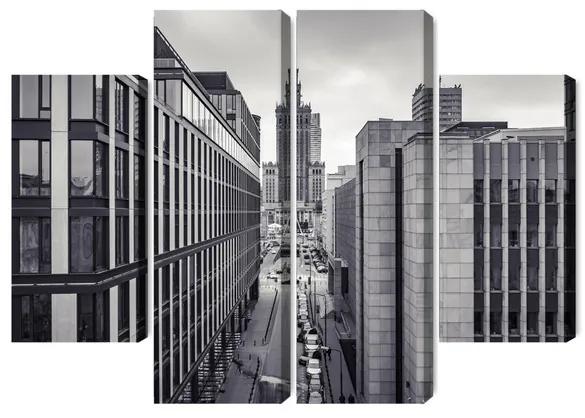 Vícedílný obraz Černobílé Panorama Centra Varšavy Nedostatek Nedostatek Plátno Canvas 160x120