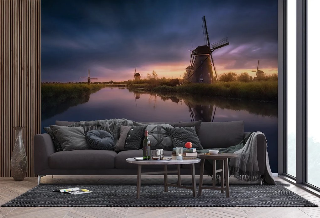 Fototapeta na míru Větrné Mlýny Kinderdijk-Elshout | Vliesová fototapeta na zed' | DFTNXXL3022