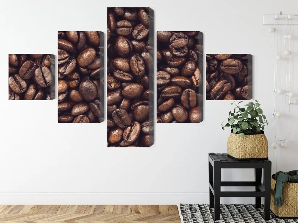 Vícedílný obraz Pražená Kávová Zrna Nedostatek Nedostatek Přírodní plátno 250x150