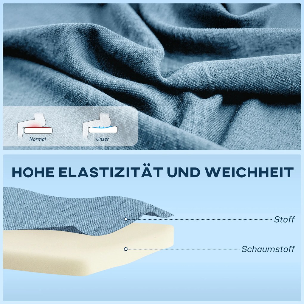 HOMCOM 2místná pohovka loveseat se vzhledem lnu, dvojsedák s dřevěnými nohami, nosnost do 150 kg, modrá, 117x56,5x77 cm do obývacího pokoje | Aosom.de