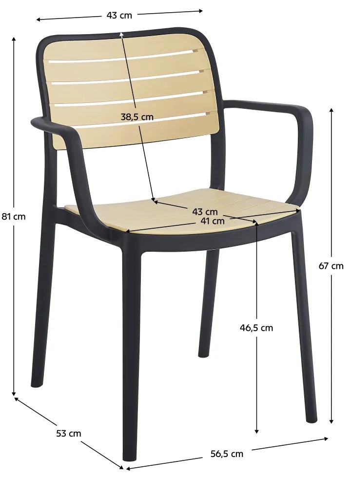 Kondela Stohovatelná židle, černá/béžová, KARDOS TYP 2