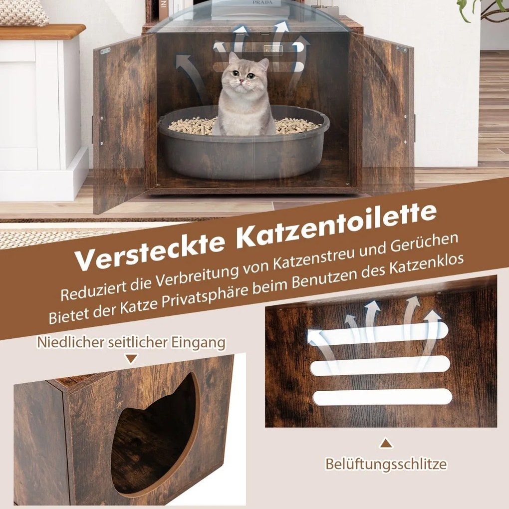 Costway Skříňka pro kočky s na toaletu pro kočky – 60 × 45,5 × 142 cm