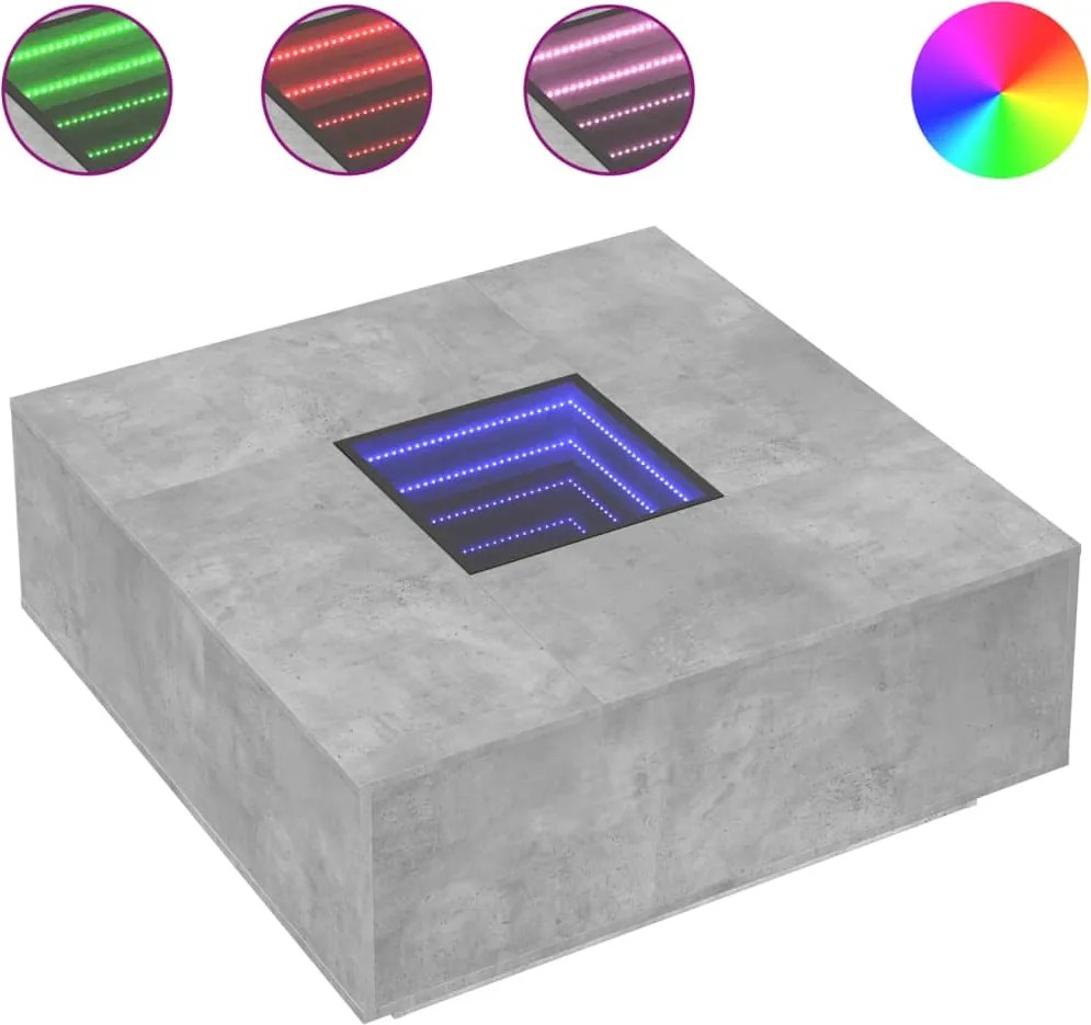 Konferenční stolek s Infinity LED betonově šedý 100x100x40 cm 3284045