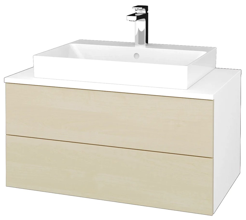 Dřevojas Koupelnová skříňka MODULE SZZ2 80 Varianta: N01 Bílá lesk / D01 Beton