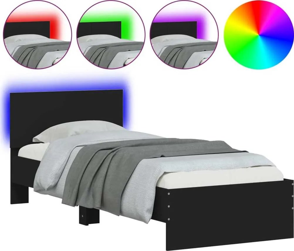 vidaXL Rám postele s čelem a LED osvětlením 75 x 190 cm [838842] Barva: dub sonoma